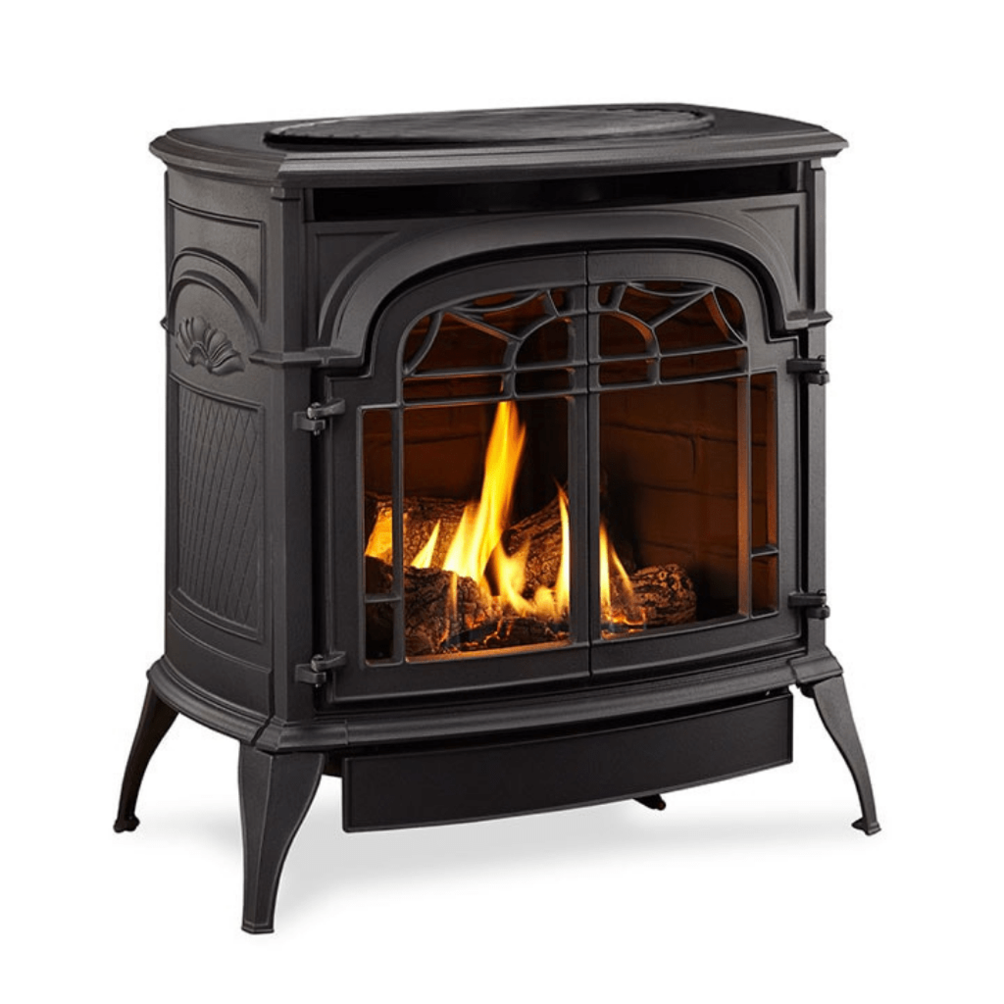 Monessen Sundance 26" Vent-Free Cast Iron Gas Stove with Split Oak Log ...