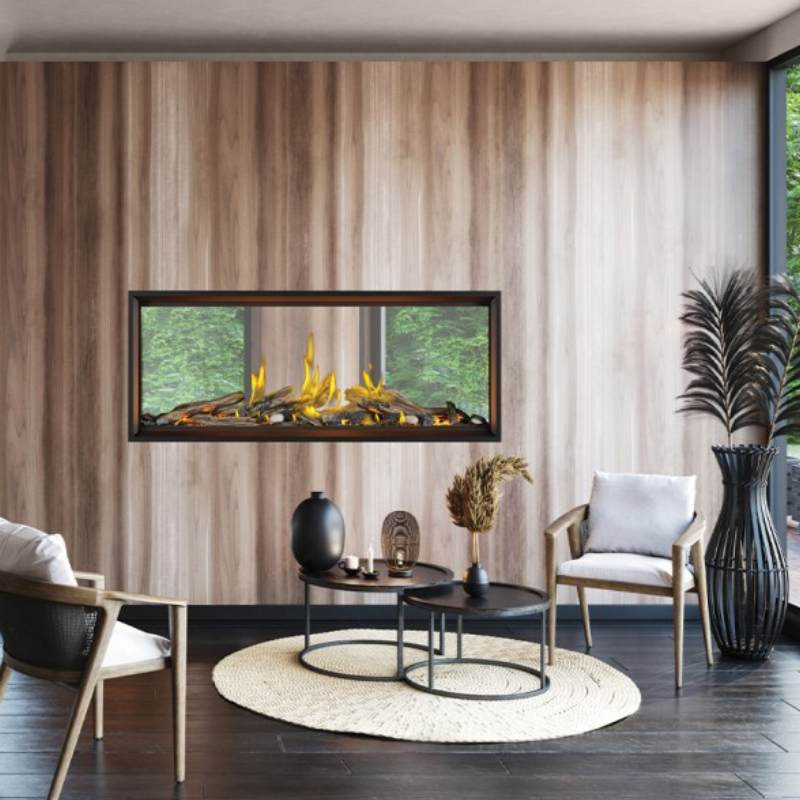 Napoleon Tall Vector with Luminous Logs 62" See Through Direct Vent Li