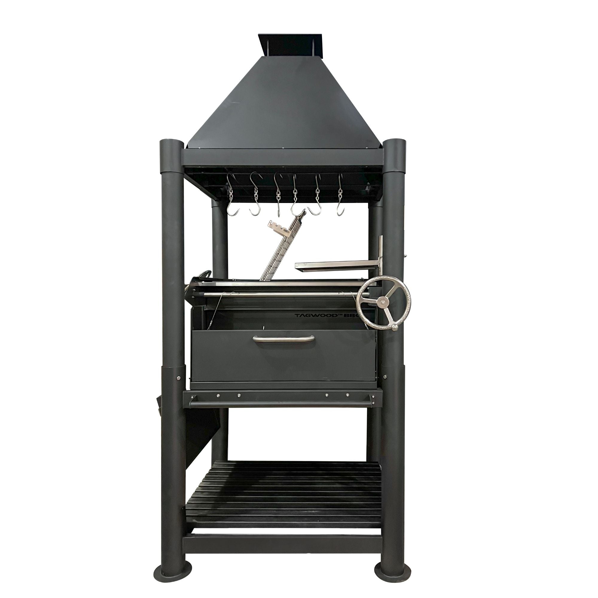 Tagwood BBQ02SIB Premium Freestanding Black Santa Maria Argentine Gril