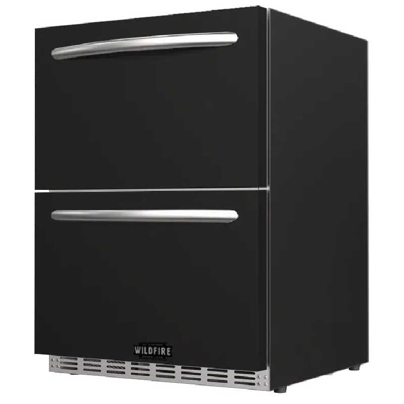 Wildfire 24 Inch 5.3 Cu. Ft. Double Drawer Outdoor Refrigerator w/ Bla ...